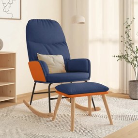Houpací křeslo se stoličkou modré textil 3097405