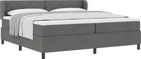 Postel s boxspringem s čelo Tmavě šedá 200 x 200 cm textil 3340109