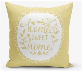 Žlutý povlak na polštář Minimalist Cushion Covers Home Sweet Home, 45 x 45 cm