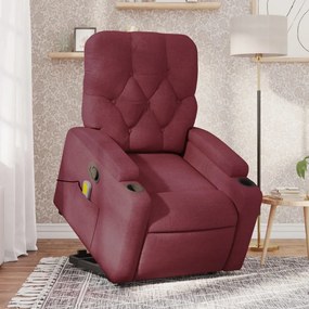 Zvedací masážní polohovací křeslo vínové textil 3204725
