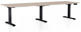 Výškově nastavitelný stůl OfficeTech Long, 260 x 80 cm, černá podnož