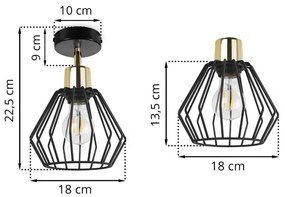 Stropní svítidlo NUVOLA 5, 1x černé drátěné stínítko, (možnost polohování), G