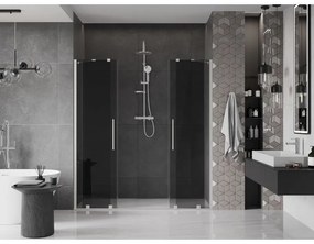 Mexen Velar Duo, posuvné sprchové dveře do otvoru 170 cm, 8mm šedé sklo, broušená ocel, 871-170-000-42-97