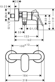Hansgrohe Rebris S, sprchová baterie, černá matná, 72640670