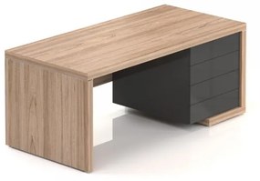 Stůl Lineart 180 x 85 cm + pravý kontejner a krycí panel / Jilm světlý a antracit
