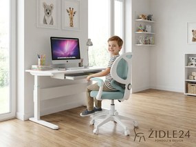 Dětská židle s podnožkou MARCO - modrá síťovina