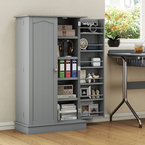 HOMCOM Moderní Kuchyňská Skříňka s Úložným Prostorem, Regály a 12 Kořenkami, Spíž pro Jídelnu a Obývací Pokoj, 60 x 30 x 104 cm, Šedá