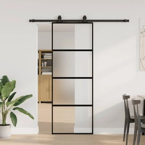 Posuvné dveře se sadou kování černé 76x205 cm Tvrzené sklo 3375829