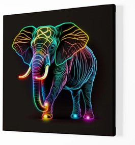 Obraz na plátně - Barevný zářící slon, tělo FeelHappy.cz Velikost obrazu: 80 x 80 cm
