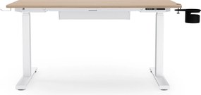 Elektrický stůl s nastavitelnou výškou ergonomický bílý/dub sonoma,1200x600 mm: ARIA