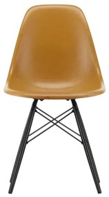 Eames Fiberglass chair DSW černě lakovaný javor tmavá okrová Vitra