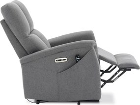 Křeslo polohovací masážní s výhřevem, 8bodová vibrační masáž, zvedací systém, USB, šedá látka (72 x 95) cm