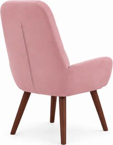 relaxační křeslo, odpočinkové, dřevo/kov/textil, 96x69x78 cm, nohy tmavé/růžová, Dekorino KR20260049