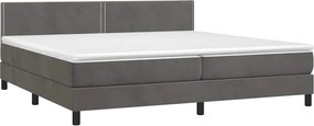 Box spring postel s matrací a LED tmavě šedá 200x200 cm samet 3134364