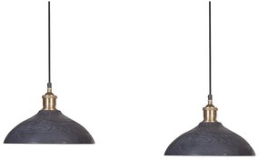 Závěsná lampa se 2 stínidly z mangového dřeva černá CHEYYAR Beliani
