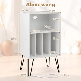 Costway Stojan na gramofon s nabíjecí stanicí 3 stojan na gramofonové desky