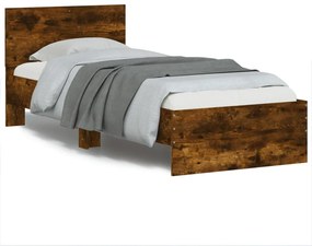 Rám postele s čelem kouřový dub 90 x 200 cm kompozitní dřevo
