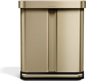Ocelový odpadkový koš 34+24 l na tříděný odpad/nášlapný v matně zlaté barvě – simplehuman