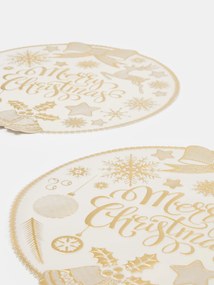 Sinsay - Kulaté vánoční prostírání s nápisem Merry Christmas 2 pack - bílá