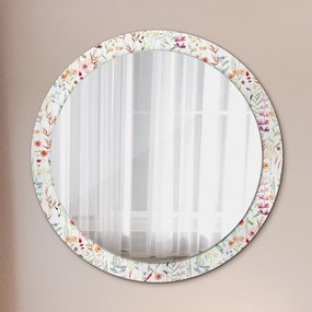 Kulaté zrcadlo tištěný rám Divoké květiny fi 90 cm