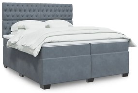 Box spring postel s matrací tmavě šedá 200x200 cm samet 3293309