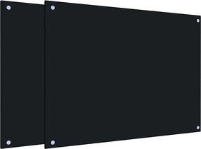 Kuchyňské panely 2 ks černé 80 x 60 cm tvrzené sklo 3315800