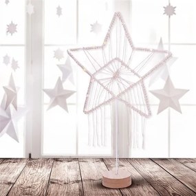 SOLIGHT LED vánoční hvězda bílá, 33cm, 3x LED svíčka, 3x AAA