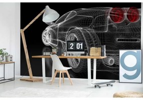 DIMEX | Samolepicí vliesová fototapeta na zeď Tmavý model auta MA-5-0315 | 375 x 250 cm | červená, bílá, černá