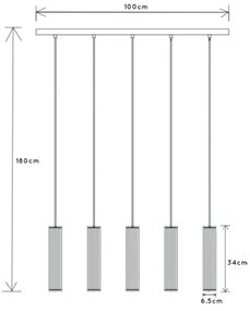 Lucide 73406/05/30 - Lustr na lanku LIONEL 5xE27/60W/230V