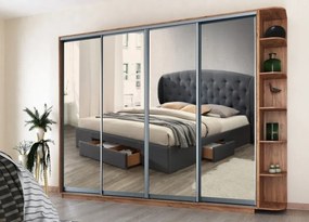Casarredo - Komfort nábytek Šatní skříň REFLECTION 280 s výškou 220 cm, kraft zlatý/zrcadlo