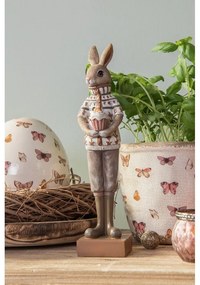 Dekorace králík ve svetříku s dortíkem - 7*7*28 cm