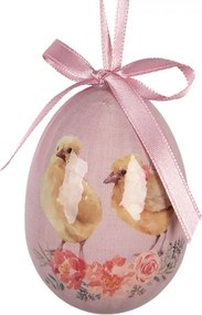 9ks dekorace barevné závěsné vajíčko s králíčky a kuřátky Spring Egg - Ø 5*8 cm