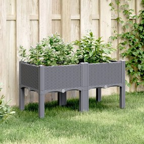 Zahradní truhlík s nohami šedý 80 x 40 x 42 cm PP - Default Title