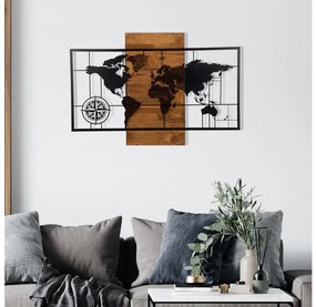 Asir | Nástěnná dekorace 58x85 cm mapa dřevo/kov | AS1489