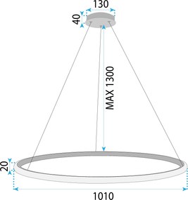 Toolight Toolight, LED stropní osvětlení 100cm, 60W, 3000K, LHJ006-CP, zlatá matná, OSW-60003
