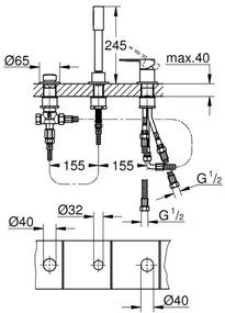 GROHE 19965001 - Vanová tříotvorová baterie LINEARE lesklý chrom