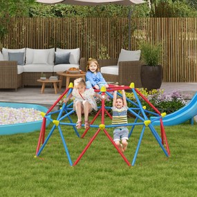 Outsunny Geometrická Lezecká Dómová Struktura pro Dětské Hřiště pro Děti ve Věku 3-8 let s UV-Odolným Kovovým Rámem, Nosnost 180 kg pro Zahradu, Pati…