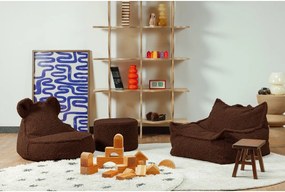 Tmavě hnědý dětský puf z textilie bouclé Warm Hazel – Wigiwama