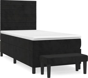 Box spring postel s matrací černá 100x200 cm samet 3137889