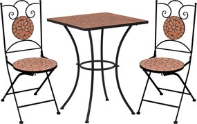 vidaXL 3dílný mozaikový bistro set keramický [279414] Barva: Cihlová