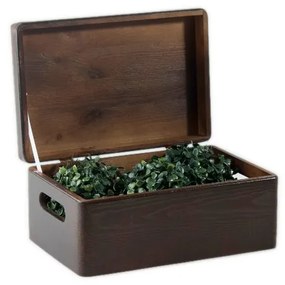 ČistéDřevo Dřevěný box s víkem 30 x 20 x 13,5 cm - hnědý