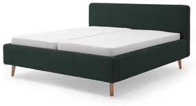 Tmavě zelená čalouněná dvoulůžková postel s úložným prostorem s roštem 160x200 cm Mattis Cord – Meise Möbel