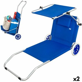 Lehátko/vozík Aktive, Modré s markýzou 62 x 62 x 117 cm (2 kusy)