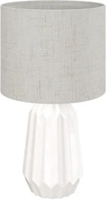 HOMCOM stolní lampa s keramickým podstavcem a lněným stínidlem v retro stylu do ložnice 40W bílá a béžová
