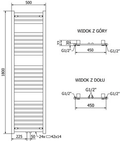 Mexen Uran, topné těleso 1800x500 mm, 790 W, antracitová, W105-1800-500-00-66