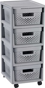 CURVER INFINITY DOTS regál se šuplíky 4x11L / šedý