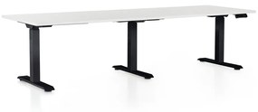 Výškově nastavitelný stůl OfficeTech Long, 240 x 80 cm, černá podnož, bílá