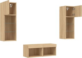 4dílná obývací stěna s LED osvětlením dub sonoma 3216578