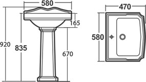 Aqualine Antik AK103 sloup k umyvadlu
