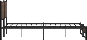 Kovový rám postele bez matrace hnědý dub 180 x 200 cm 3301409